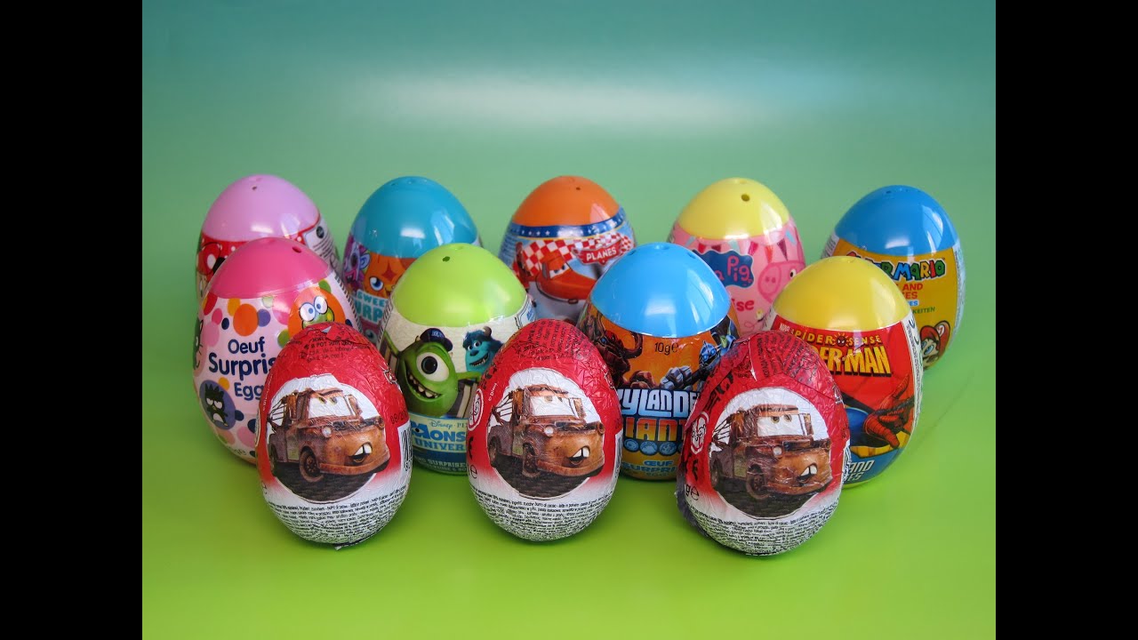 SURPRISE EGGS Zaini like Kinder 2014 Cars 2 Planes Monsters University ...