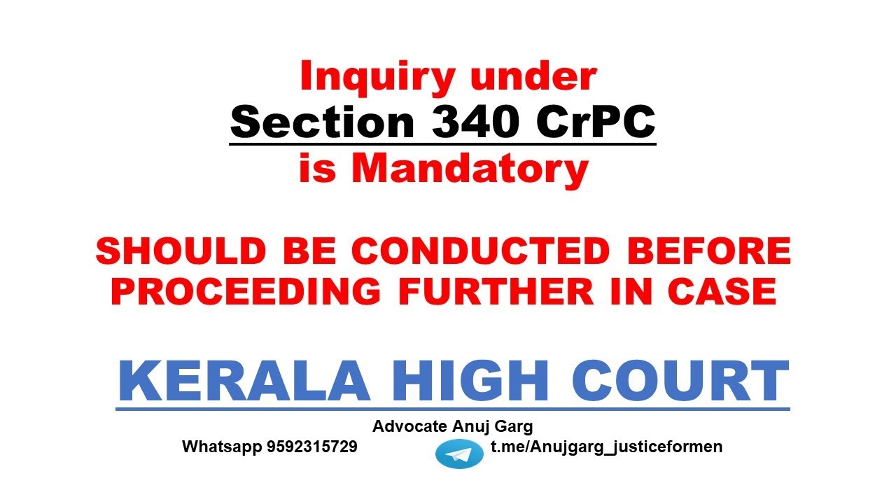 Inquiry under section 340 CrPC is mandatory I Kerala High Court I Law on Perjury I Judicial ...