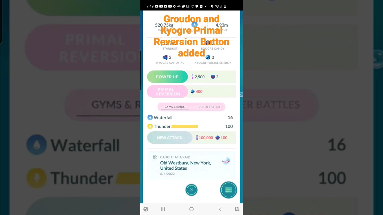 Pokemon GO Primal Reversion Button Added - YouTube