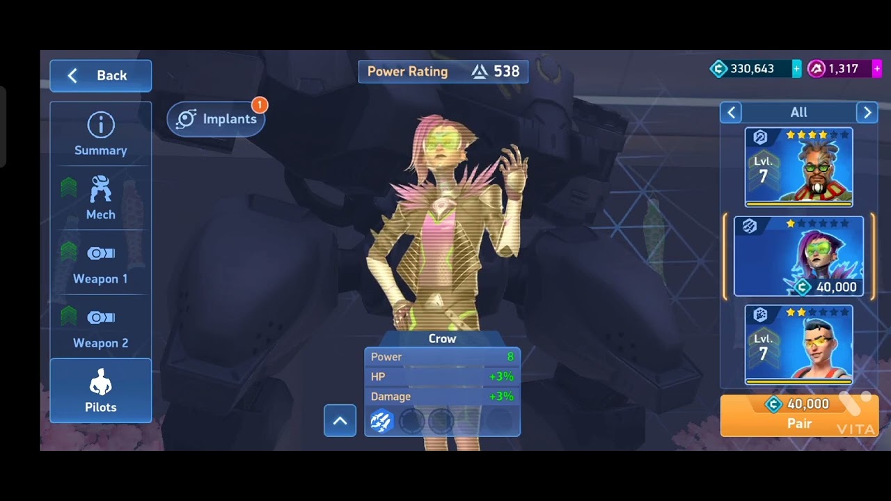 Unlocking New Pilot ( CROW ) "Mech Arena" - YouTube