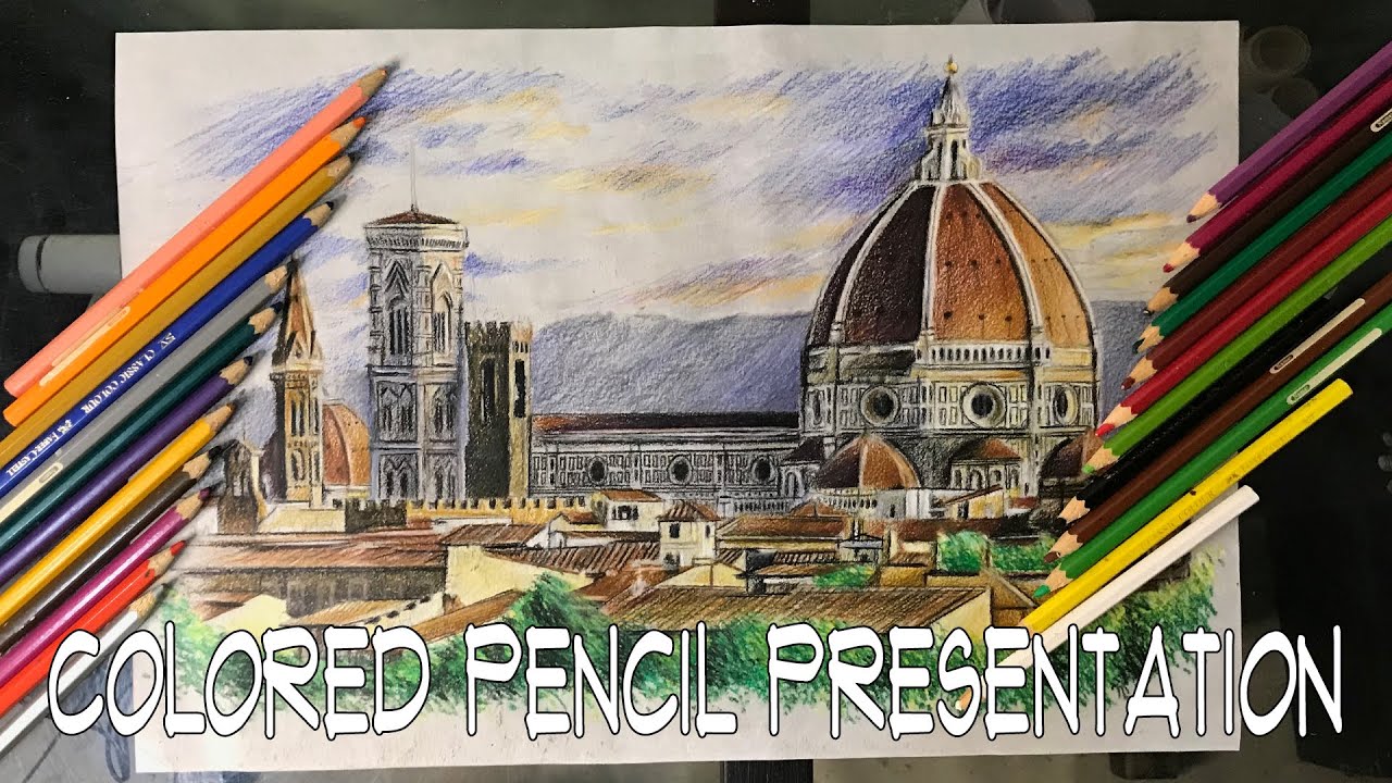 COLORED PENCIL RENDERING | ARKI STUDENT DRAWS FLORENCE CATHEDRAL - YouTube