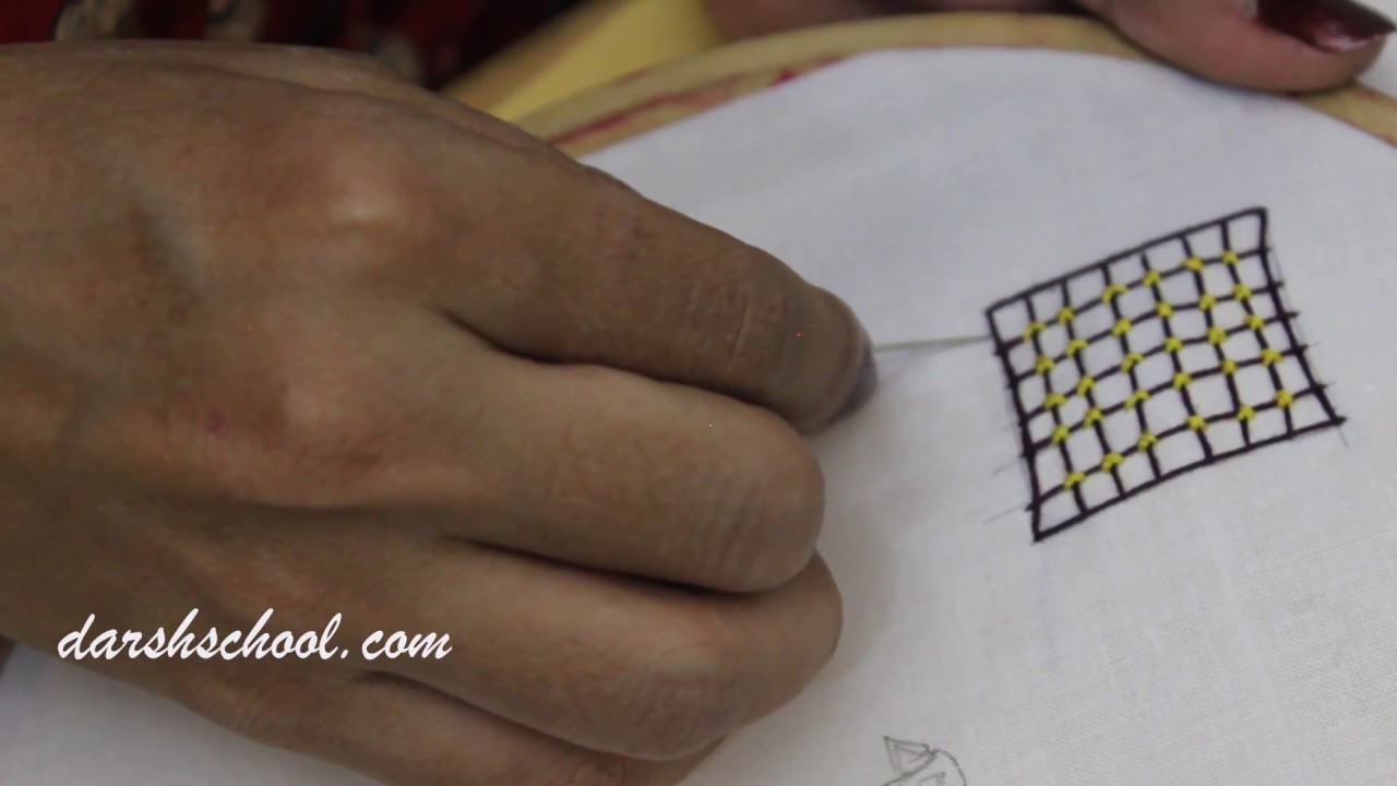 Learn Hand Net Work Embroidery | Hand Embroidery | Darsh School - YouTube