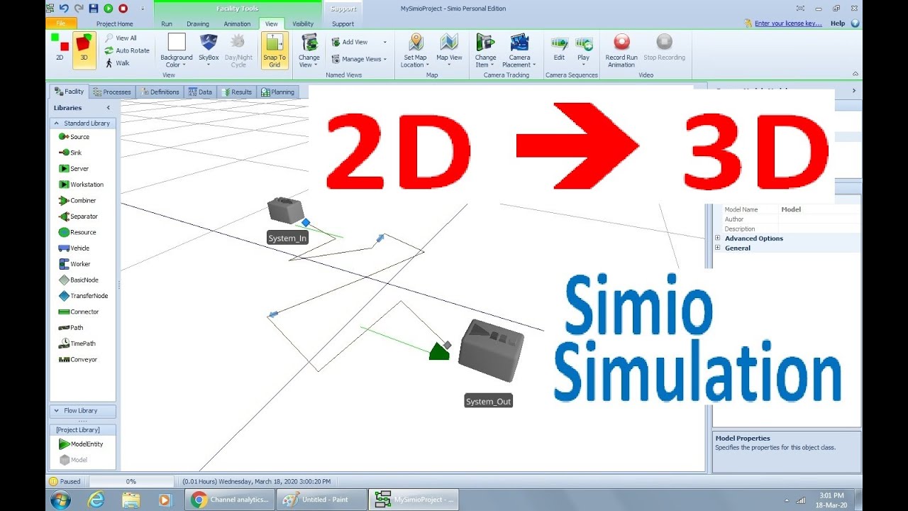 Simio Simulation 2D to 3D - YouTube