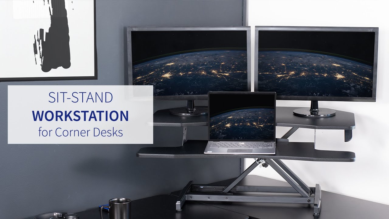 DESK-V037MC 37" Corner Standing Desk Converter by VIVO - YouTube
