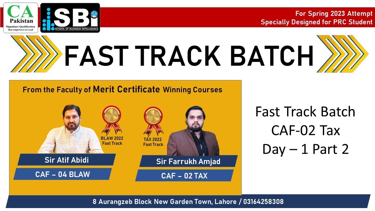 SBI- Fast Track - CAF2 - Sir Farrukh Amjad Lecture 1(Part2) 7 Jan 23 ...
