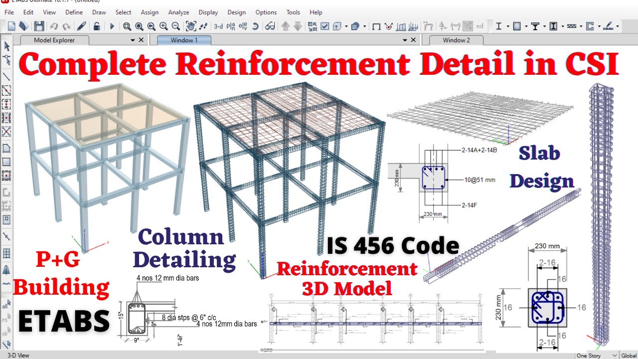 Complete Reinforcement Detail in CSI etabs software | Building design ...