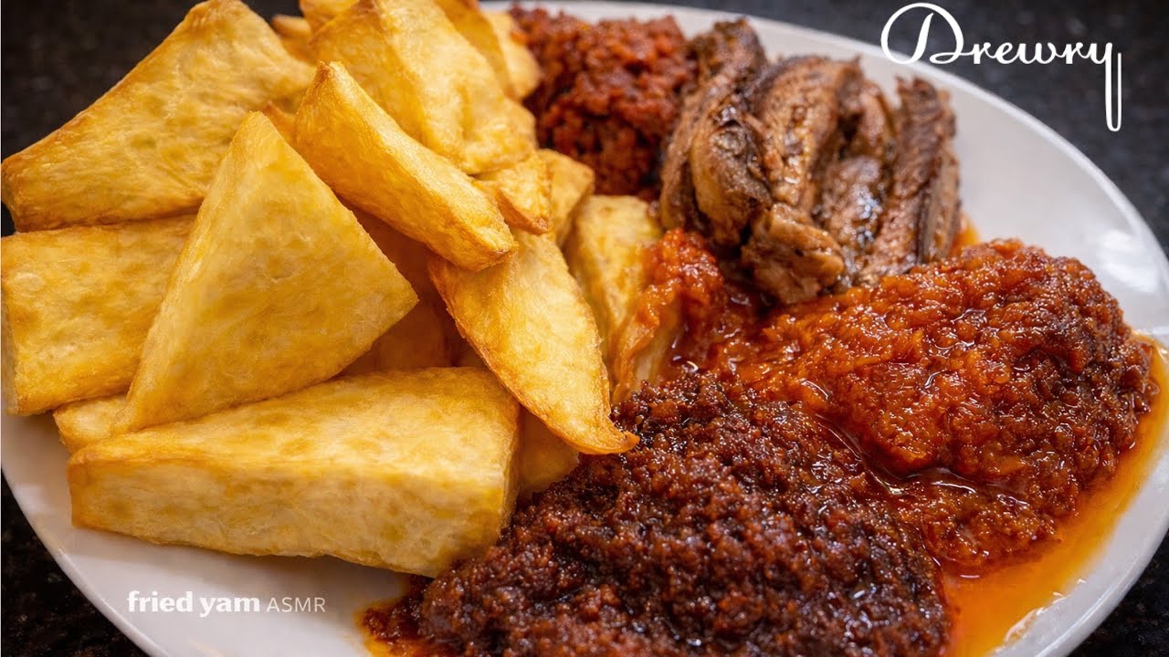 GHANA 🇬🇭 FRIED YAM/ CORNED BEEF/ PEPPER & SARDINES ASMR - YouTube