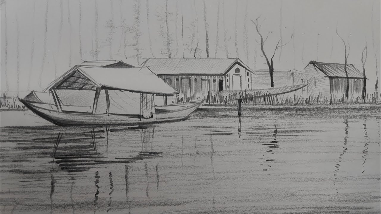 How to draw wooden boat with pencil sketch & shading #pencildrawing # ...