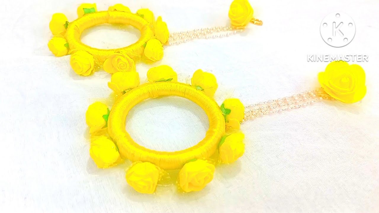 Home Made Yellow Flower Jewellery. Yellow ceremony Jewellery. Ring ...