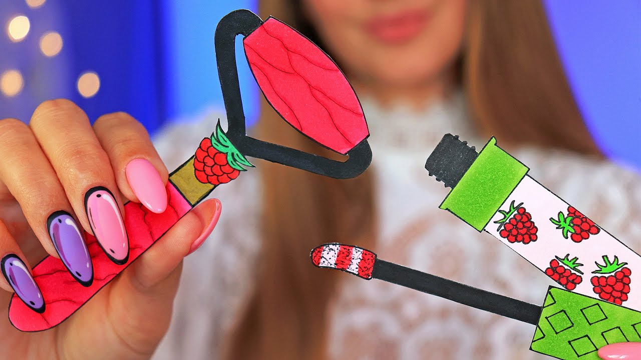 ASMR Raspberry Makeup & Skincare with PAPER COSMETICS (First person ...