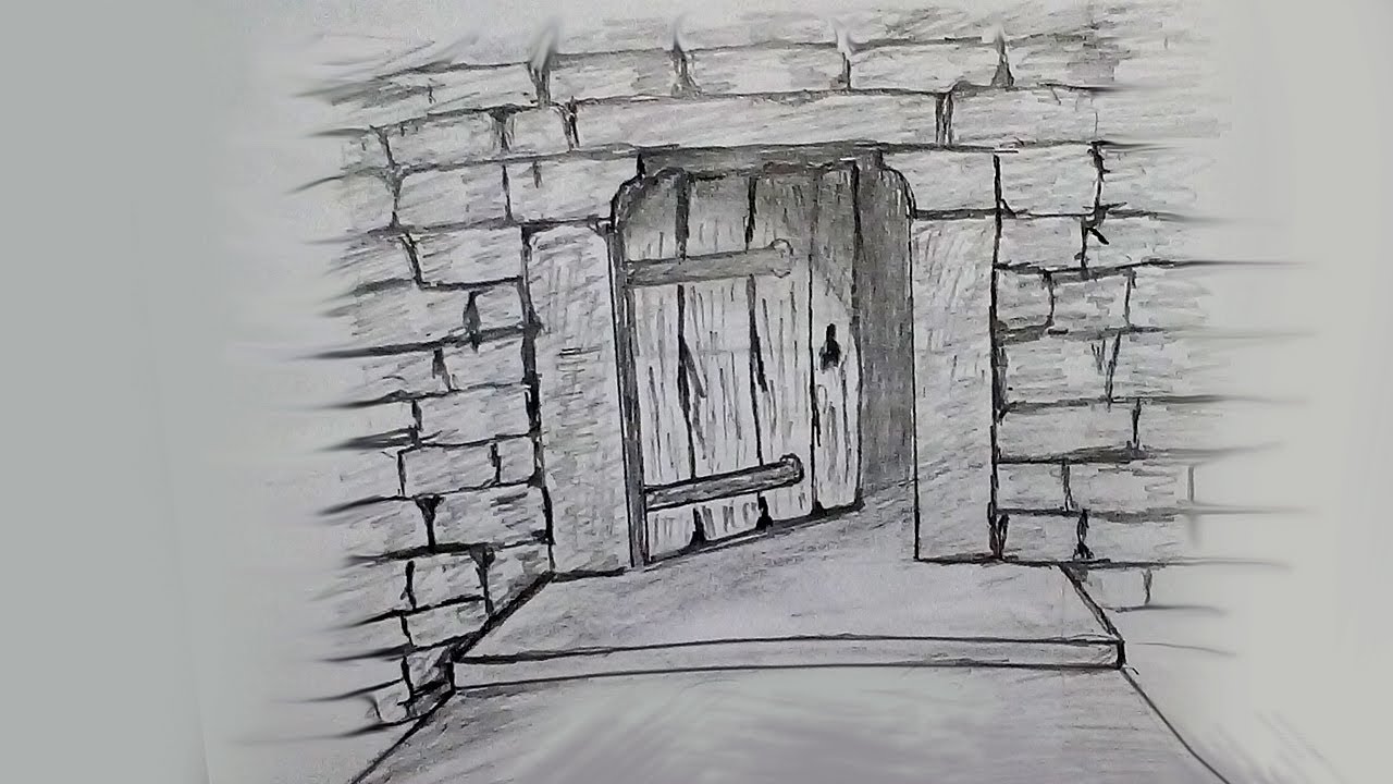 How to draw an old wooden gate with charcoal pencil / - YouTube