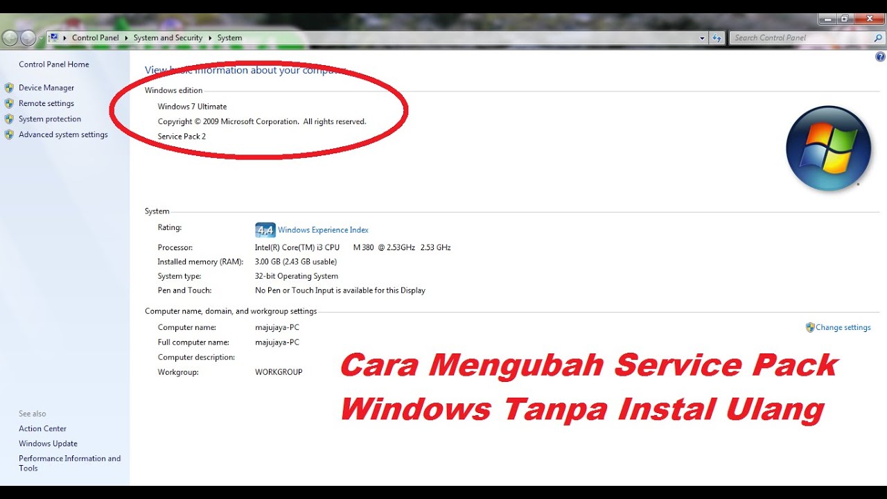 Cara Mengubah Service Pack Windows Tanpa Instal Ulang - YouTube