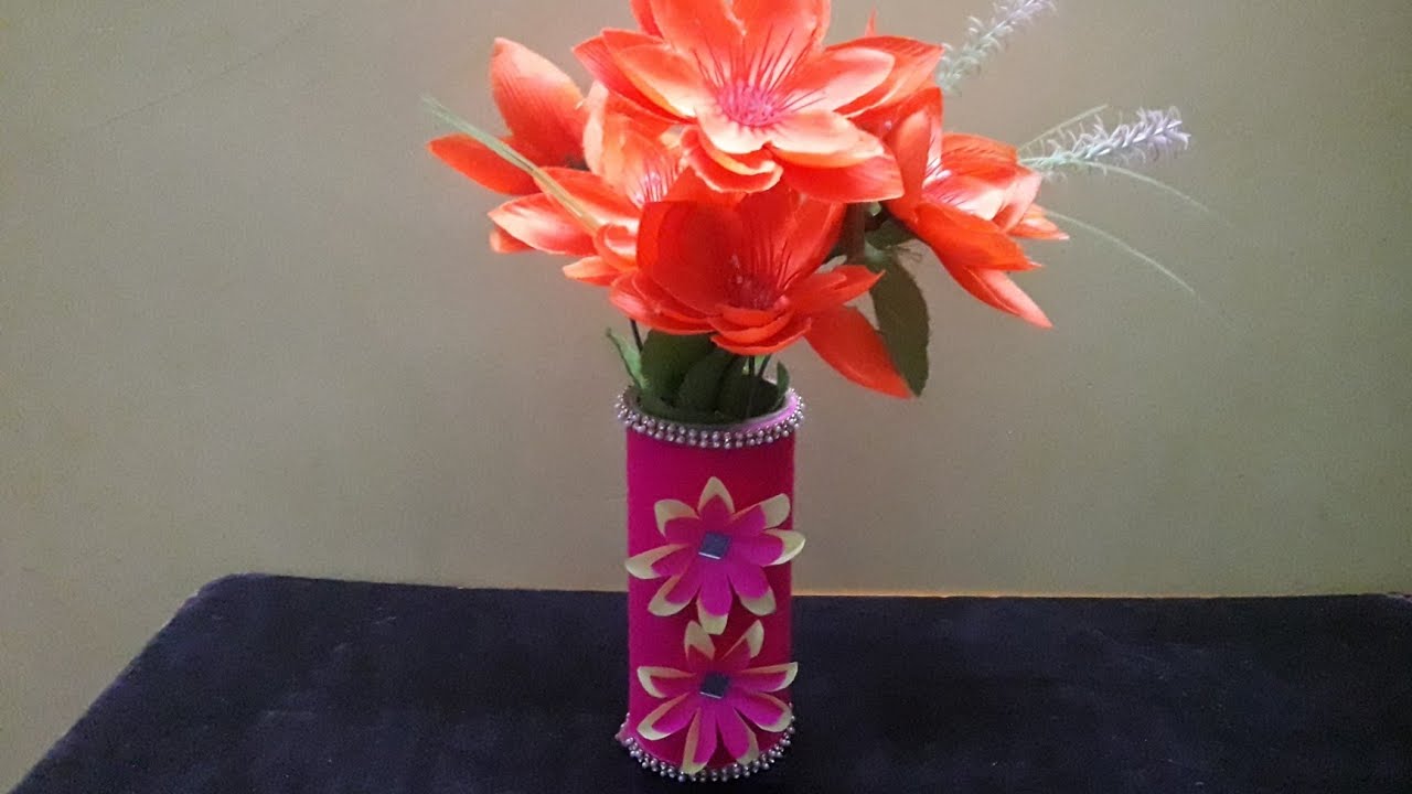 easy and simple flower wase // cardboard flower wase//how to make ...
