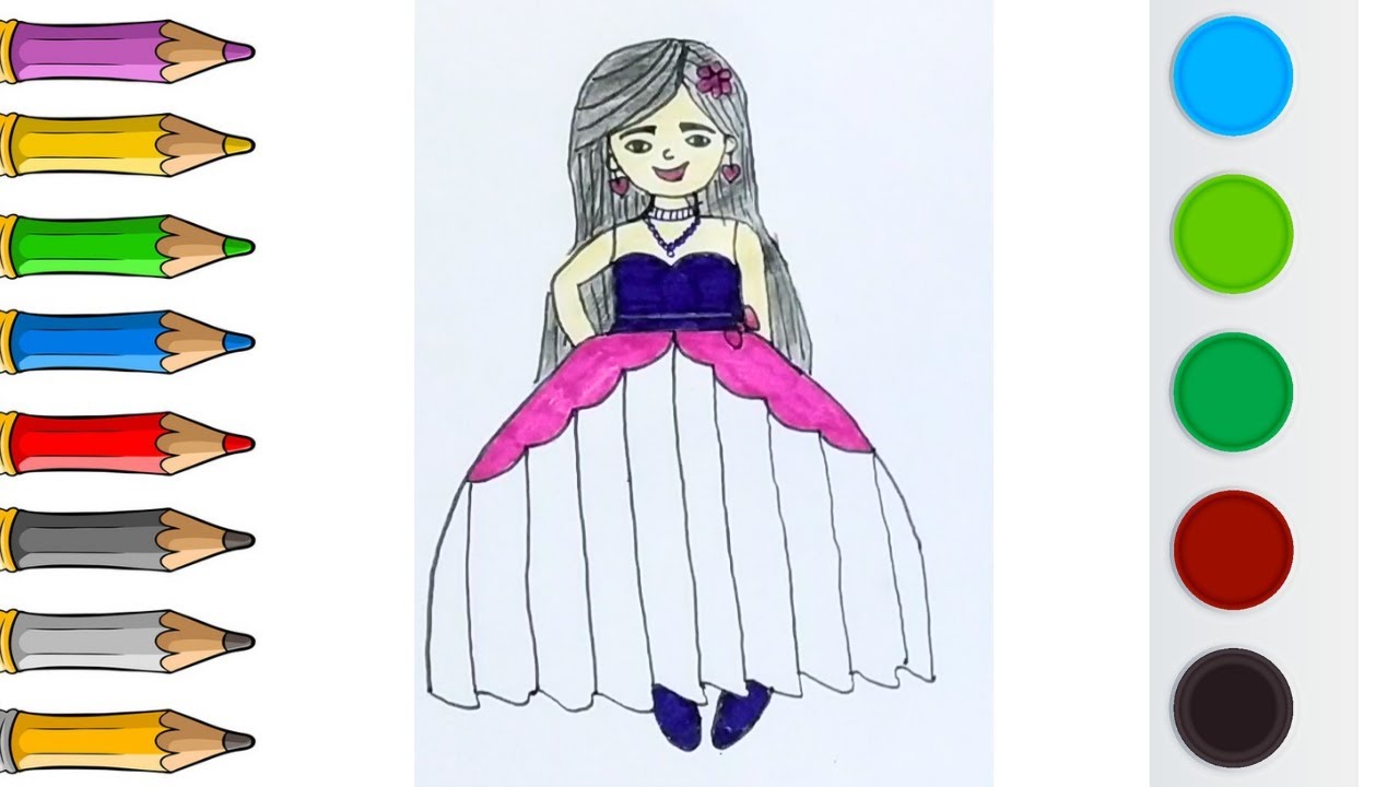 Cute Little Girl Drawing|Easy Girl Drawing|Drawing for Kids|Cartoon ...