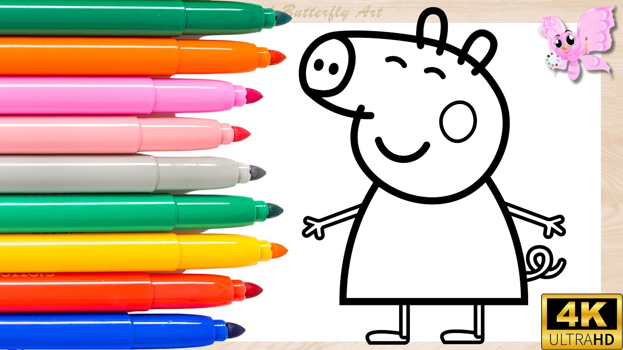 Chloe Pig Drawing and Coloring for Kids Toddlers Preschoolers | Easy ...