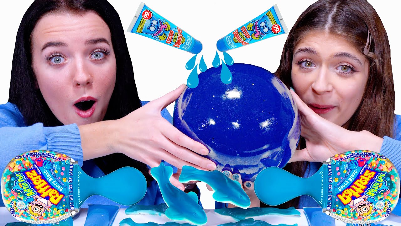 ASMR Eating Only One Color Food Blue Candy Challenge | Mukbang By ...