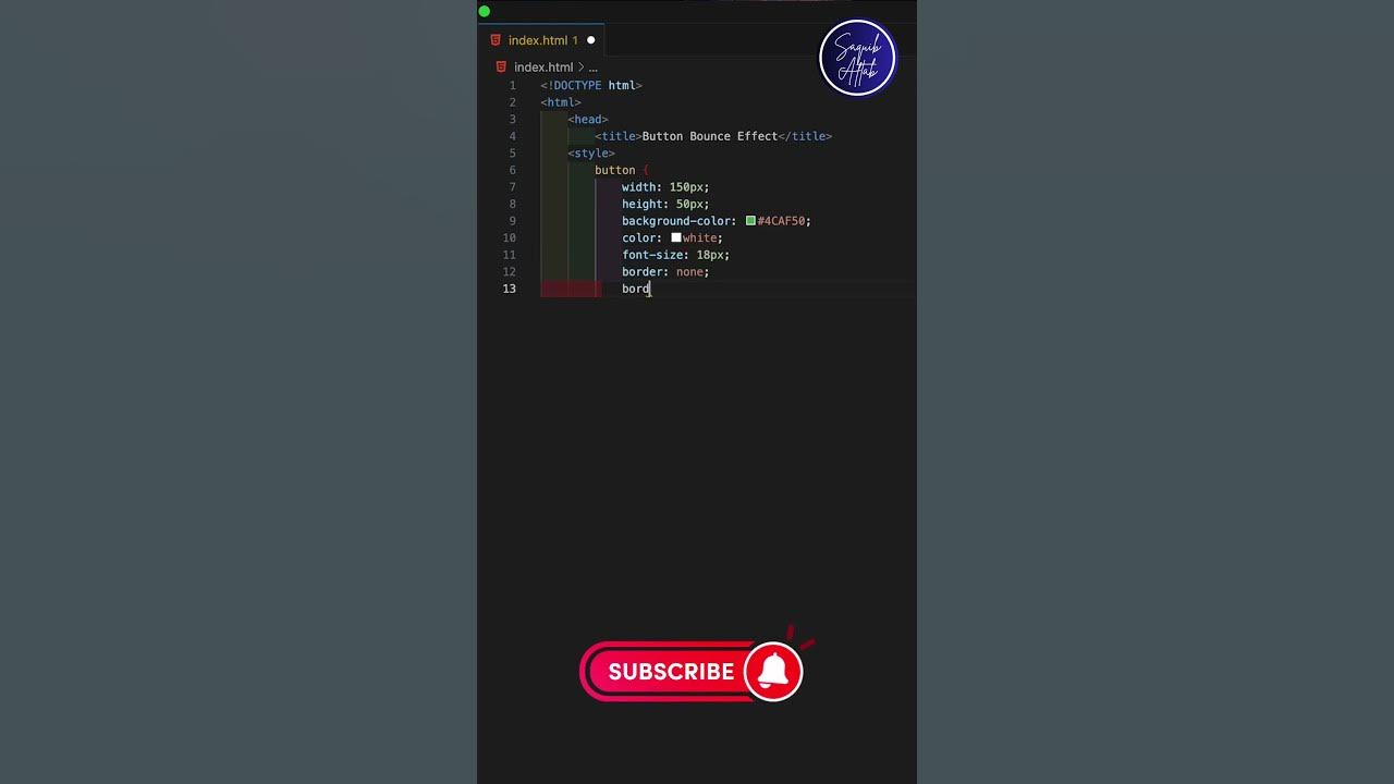 Button Bounce Effect Css Html Css Codingshorts Css Ytshorts Youtube 