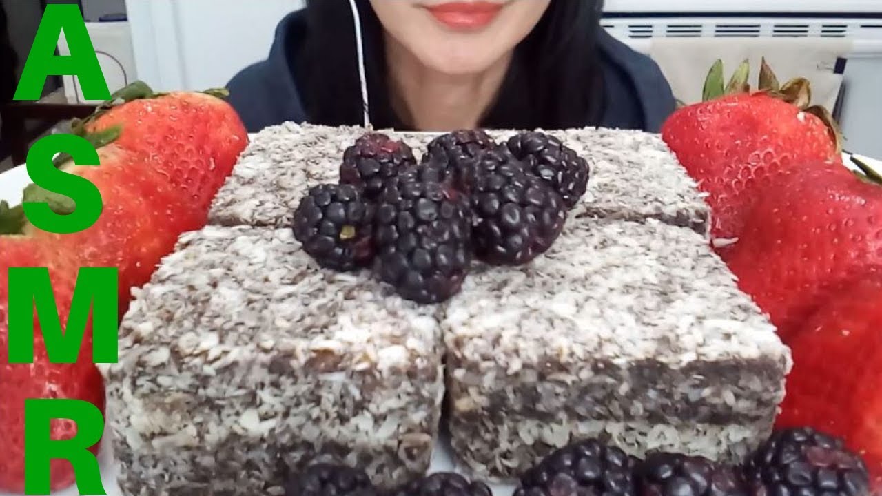 ASMR Jam Lamingtons (Australian Dessert) | EATING SOUNDS (No Talking) - YeeSu ASMR - YouTube