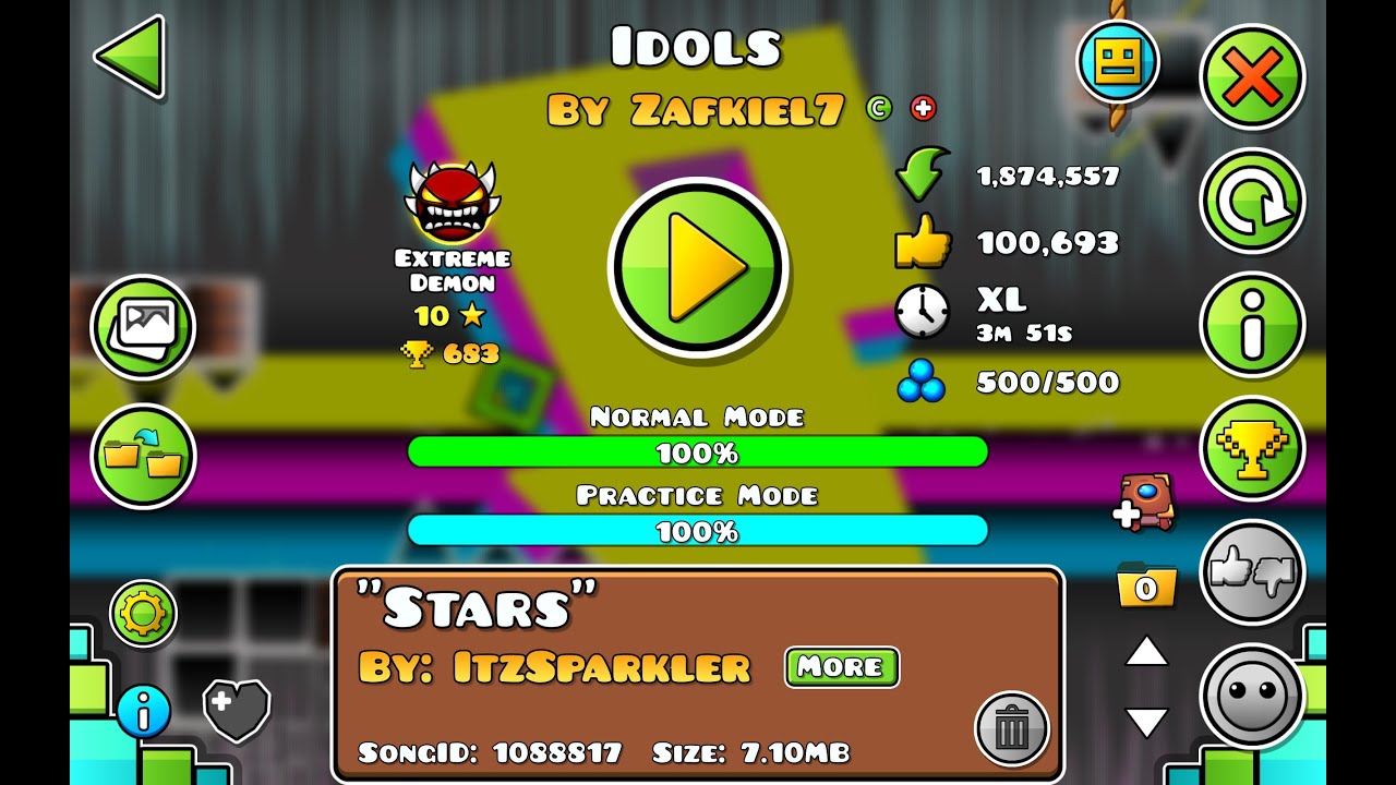 Geometry Dash - Idols 100% by Zafkiel7 & others (Extreme Demon) - YouTube