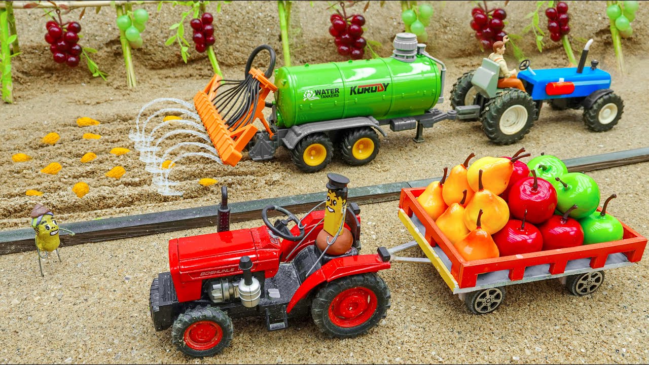 Diy tractor making mini pulling fruit carts science project watering ...