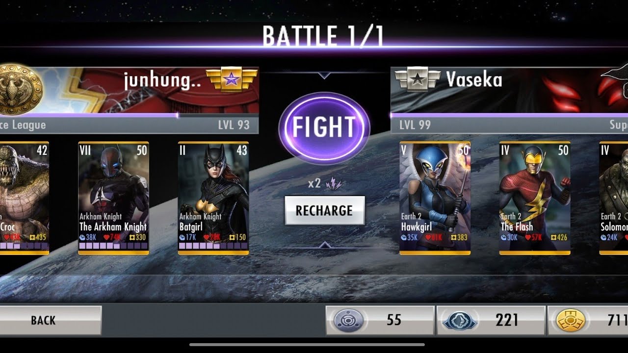 Arkham Team VS Earth 2 Team | Injustice God Among Us Mobile ( Intense ...