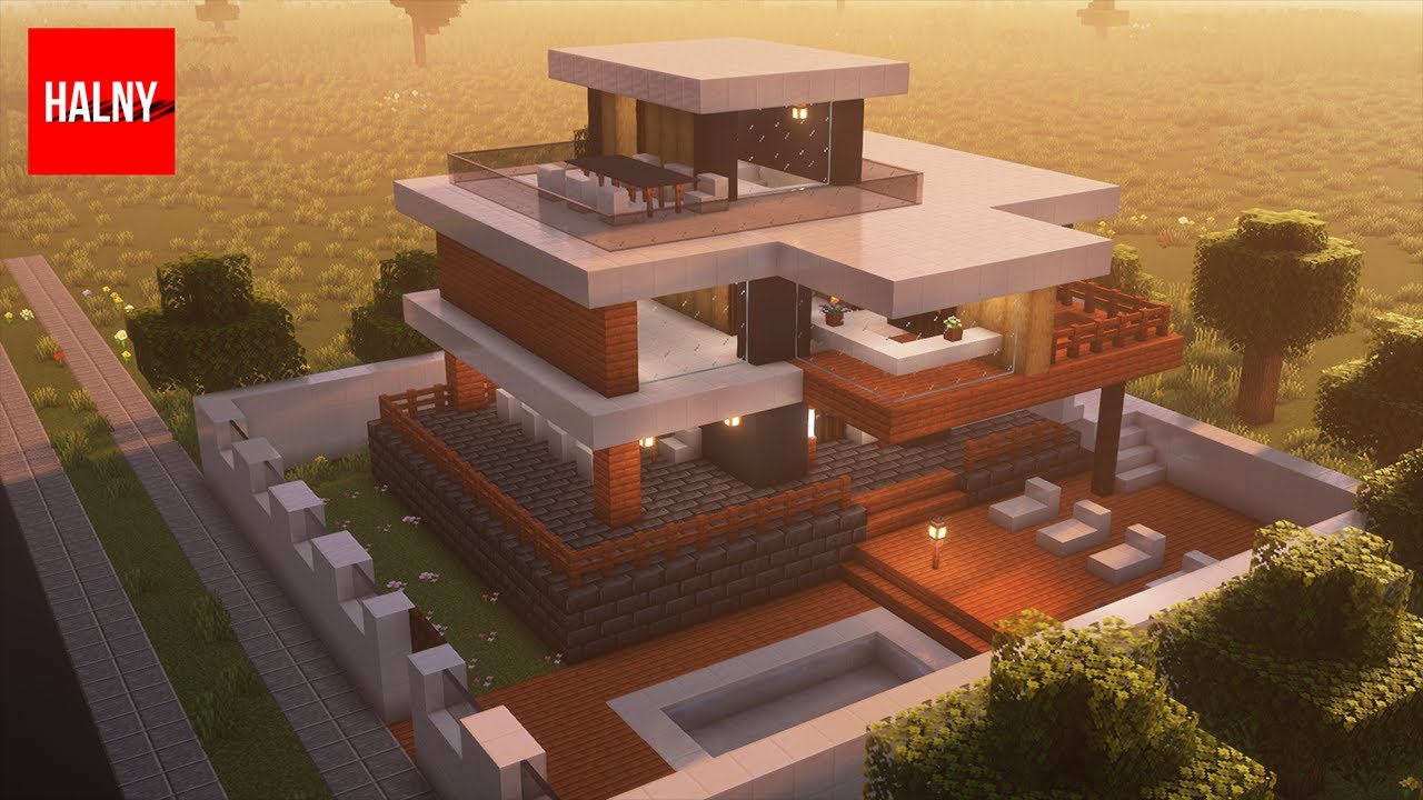 Realistic modern house in minecraft - Tutorial - YouTube