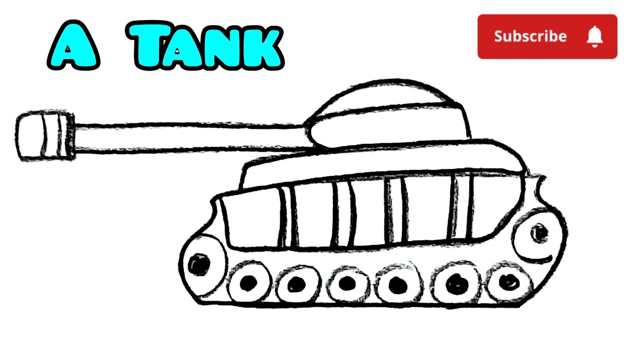 How to draw a Tank For Kids So Easy 🌈 Learning For Beginner Step by ...