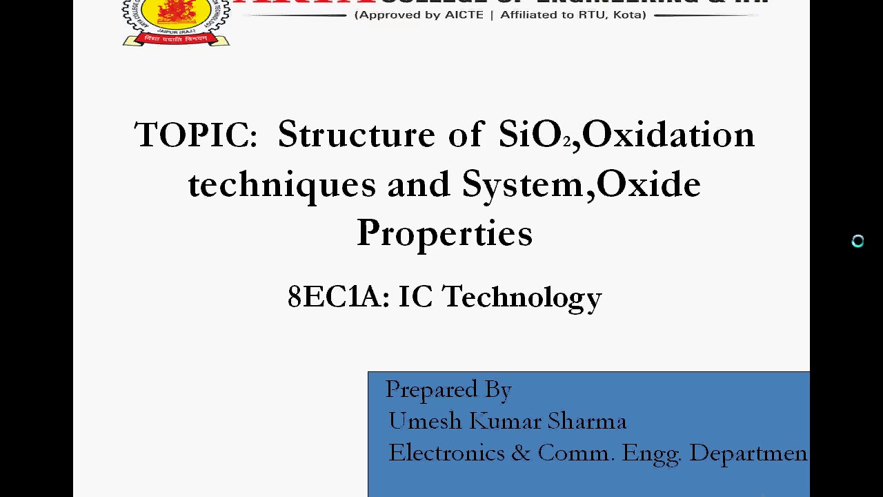 Structure of SiO2,Oxidation techniques and System,Oxide Properties of ...