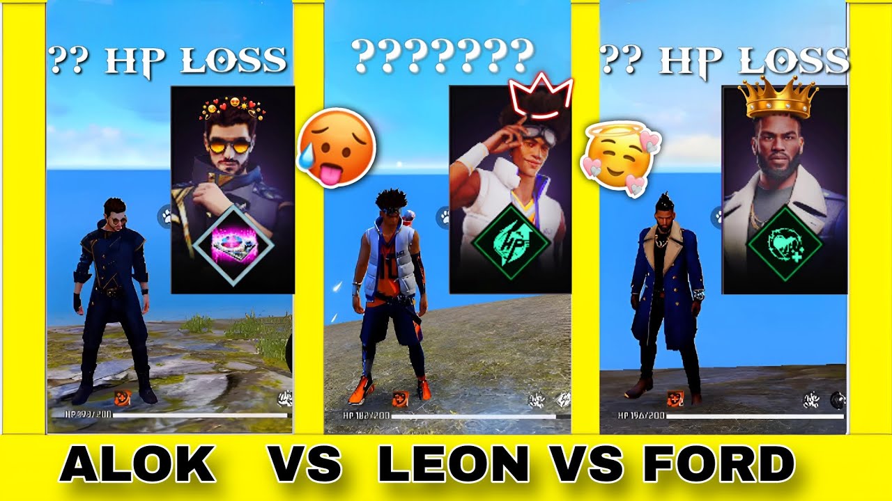 ALOK🆚LEON🆚FORD CHARACTER FIRST ZONE DAMEG TEST FREE FIRE #freefire # ...