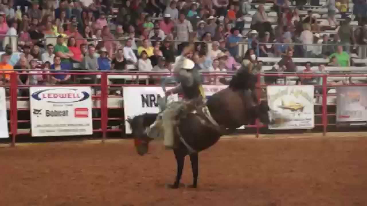 Saddle Bronc Action at Four States Fair & Rodeo 2015 - YouTube
