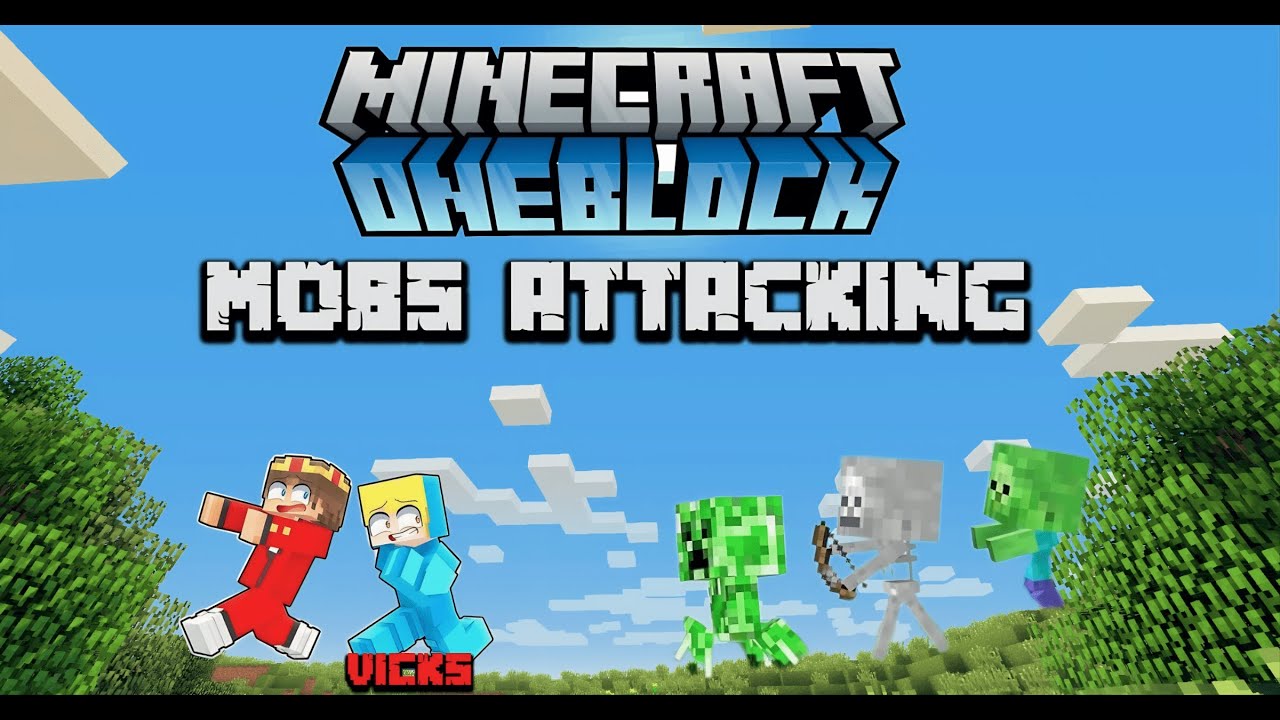 Mobs Attacking us OneBlock | Minecraft | Vicks Gaming - YouTube