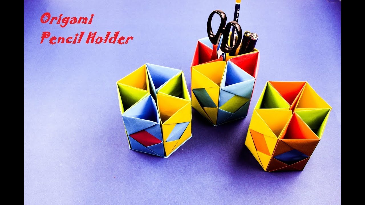 Pencil Holder Diy origami | pen holder | simple origami - YouTube