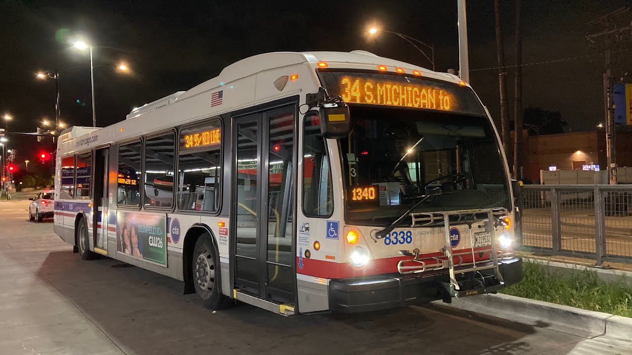 CTA Ride 2019 NovaBus LFS (8338) on Route N34 South Michigan to 131st/Ellis - YouTube