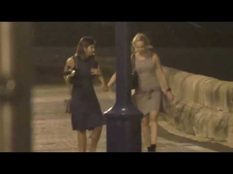 Two Hot Drunk Girls in High Heels on Holiday