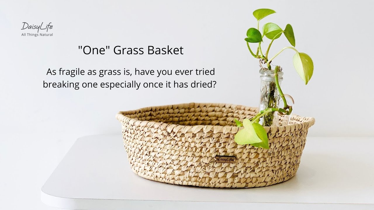Natural, handmade Grass Basket - YouTube
