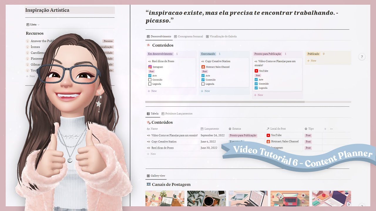 Aprendendo a usar o Planner de Conteúdo completo da Creative Station - Notion Template 📕 - YouTube