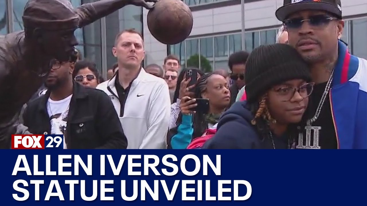 Sixers unveil Allen Iverson statue on Legends Walk - YouTube