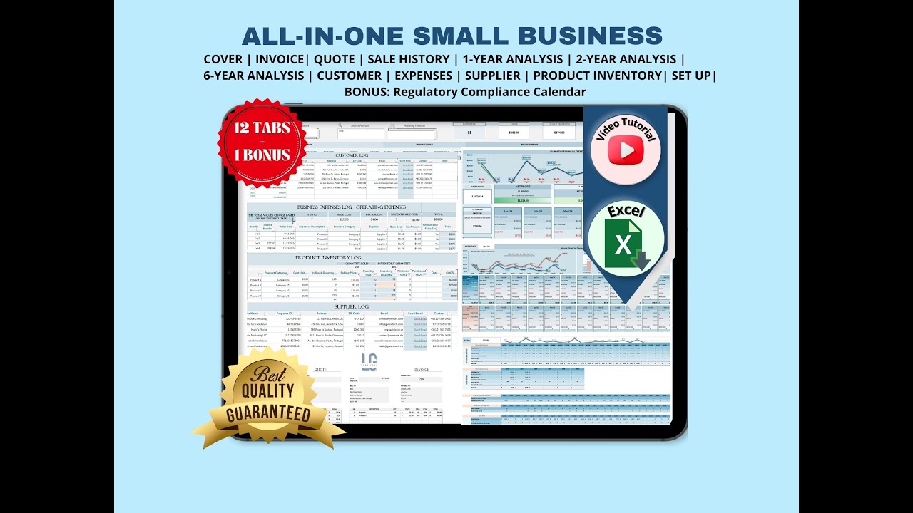 All in one Small Business Spreadsheet Excel Promotional - YouTube