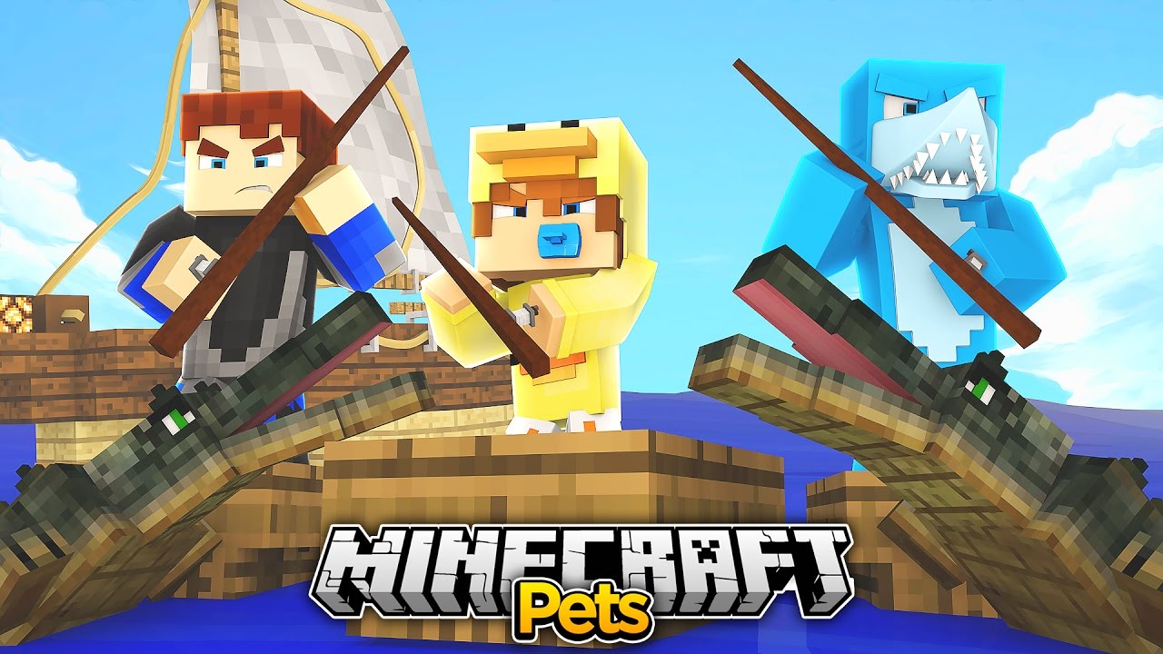 MINECRAFT PETS - SHARKY & SCUBA STEVE SAVE BABY DUCK - YouTube