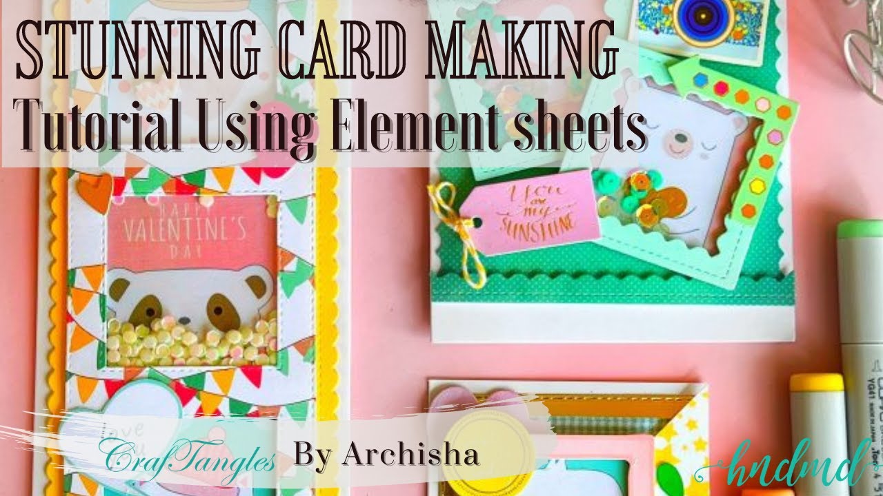 Card making tutorial using CrafTangles element sheets - YouTube