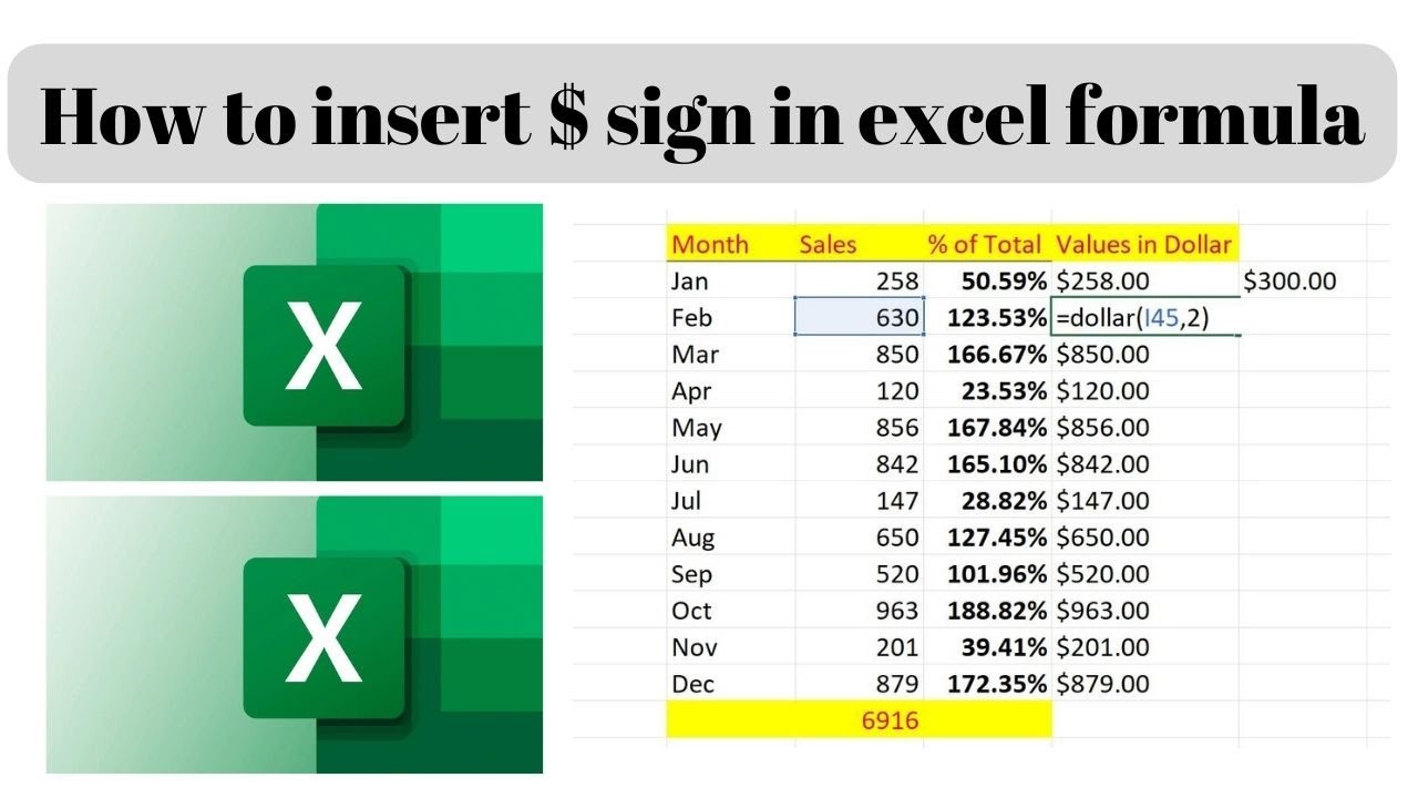 How to insert $ sign in Excel formula | dollar formula in excel with ...
