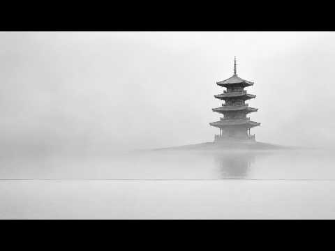 Black and White Japanese Pagoda in Fog | 4K Ultra HD Screensaver | (No Sound) | 1 Hour