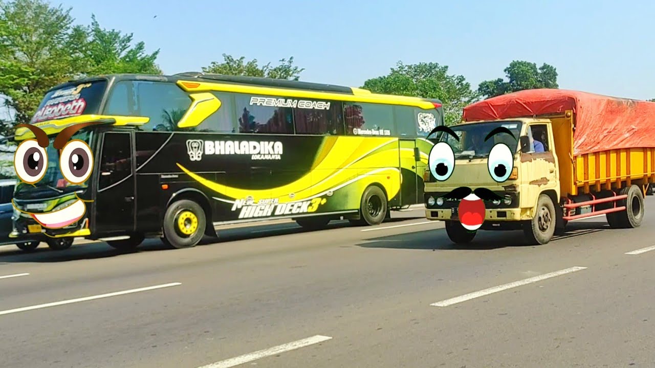 Bus Telolet Basuri Balapan Sama Truk Oleng Di Jalan Tol 😱 Truk Molen ...