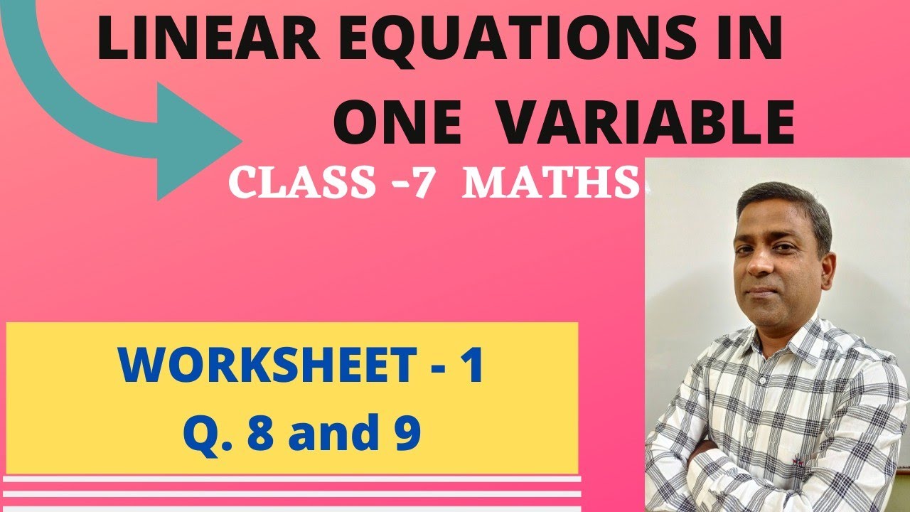 D.A.V. Maths | Linear equations in one variable | class 7 | Worksheet 1 ...