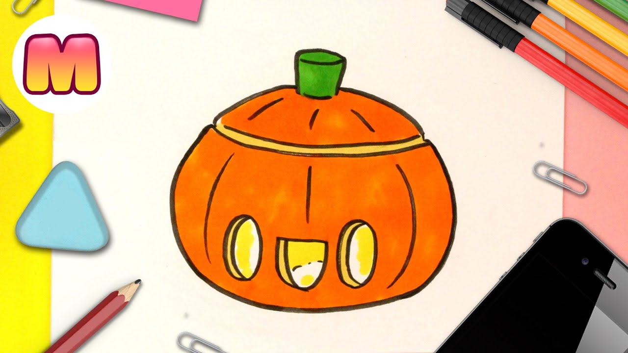 COMO DIBUJAR UNA CALABAZA DE HALLOWEEN KAWAII 🎃 Como dibujar halloween ...