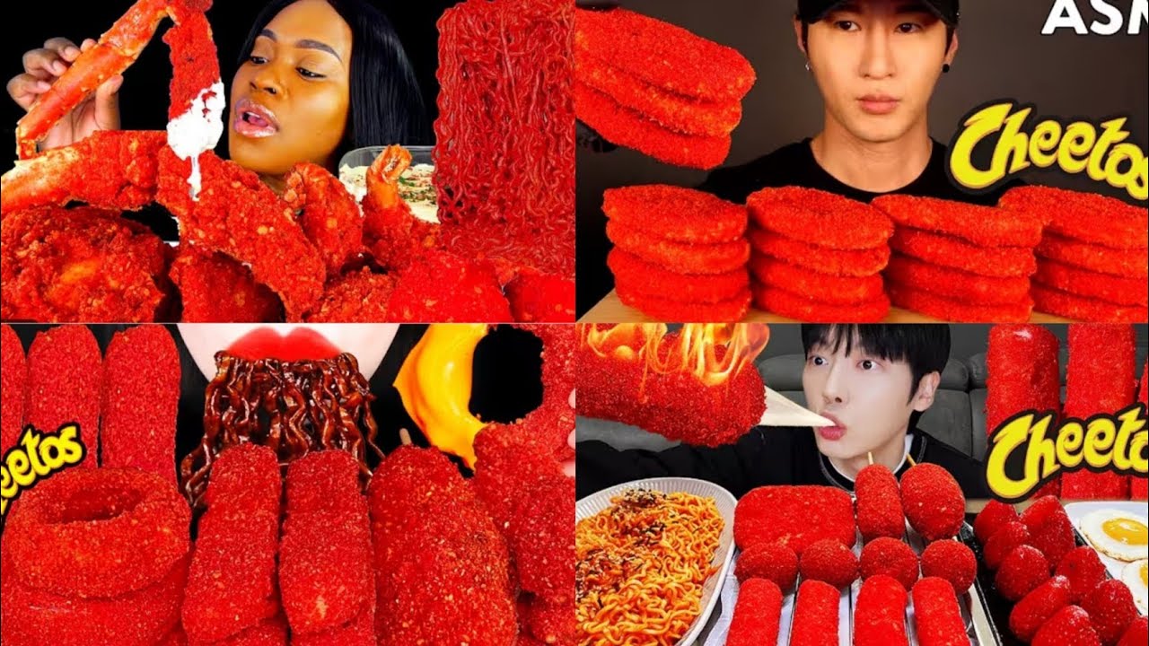 ASMR HOT CHEETOS EATING MUKBANG COMPILATION - YouTube