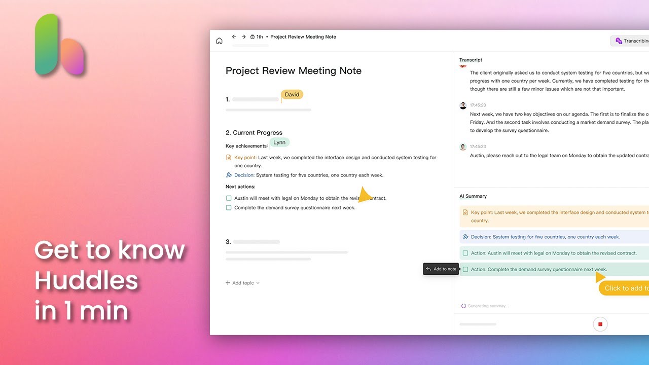 Huddles.app | An introduction to your smart meeting notes - YouTube