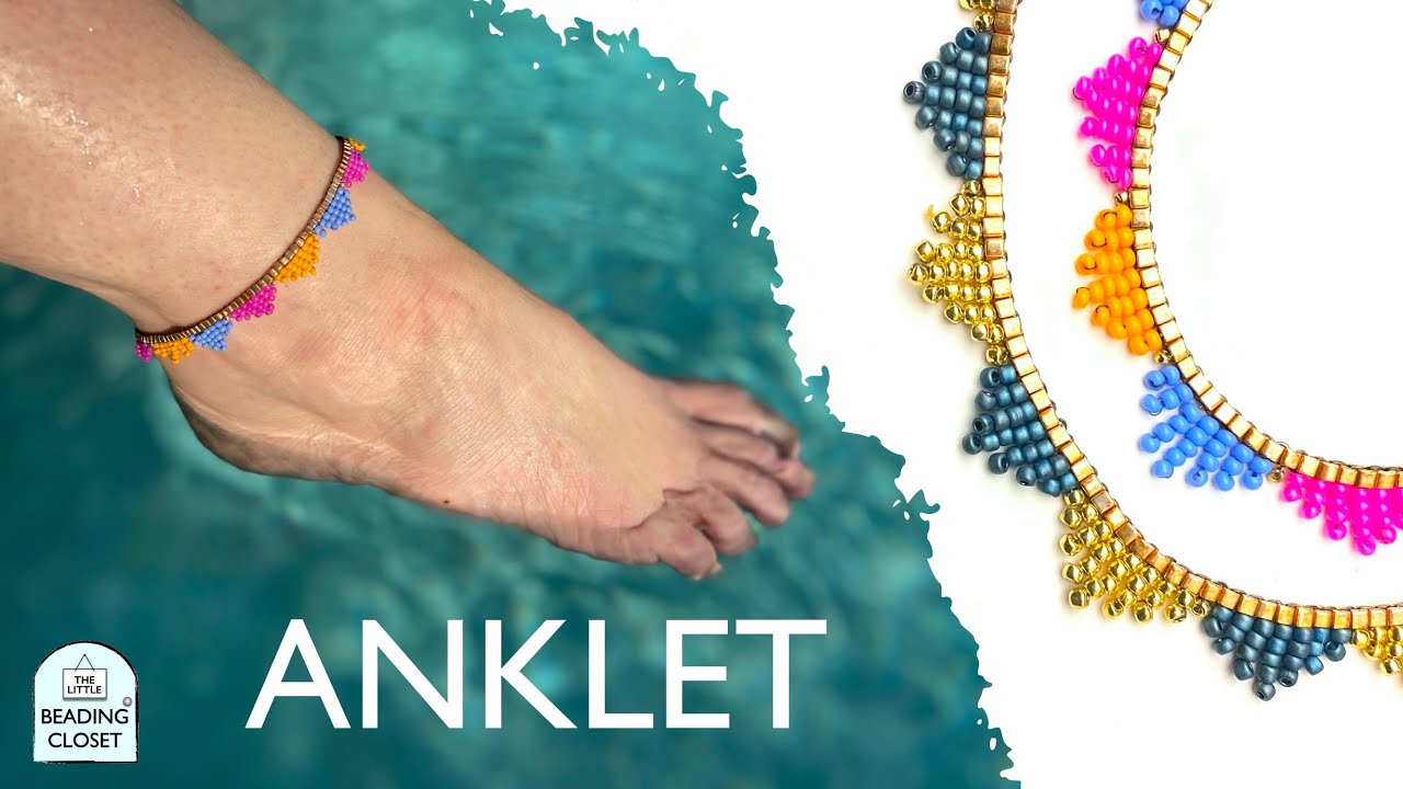 Beading tutorial FUN summer anklet or beaded bracelet design - YouTube
