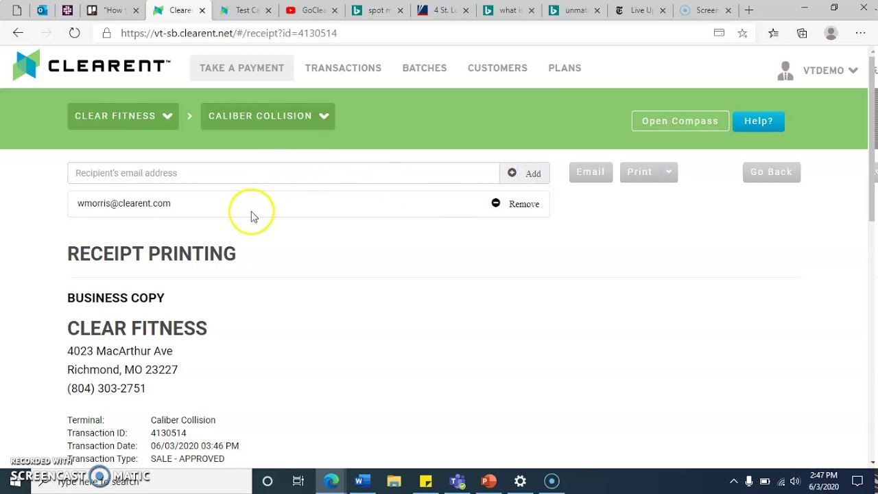 How to Email a Receipt Using the Virtual Terminal - YouTube