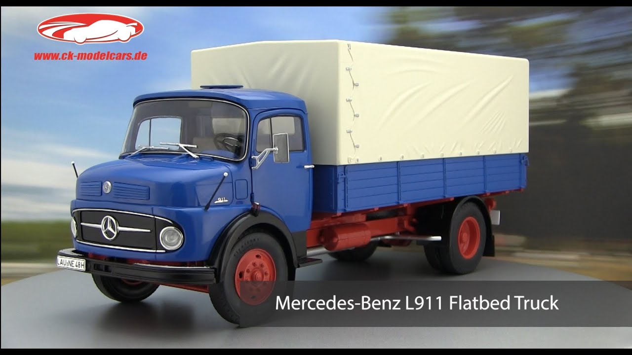 ck-modelcars-video: Mercedes-Benz L911 Pritschen-LKW mit Plane blau 1: ...